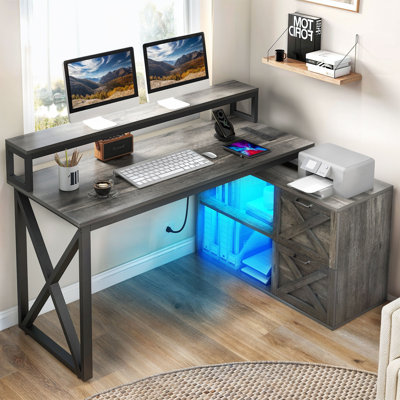 Mirrored l shaped desk store